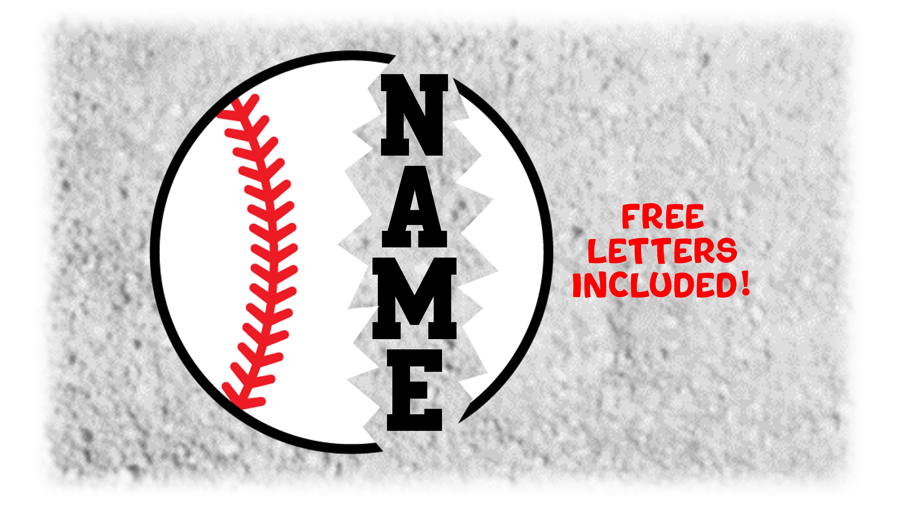 Sports Clipart: Black Red White Baseball W/cracked Open Name Frame ...