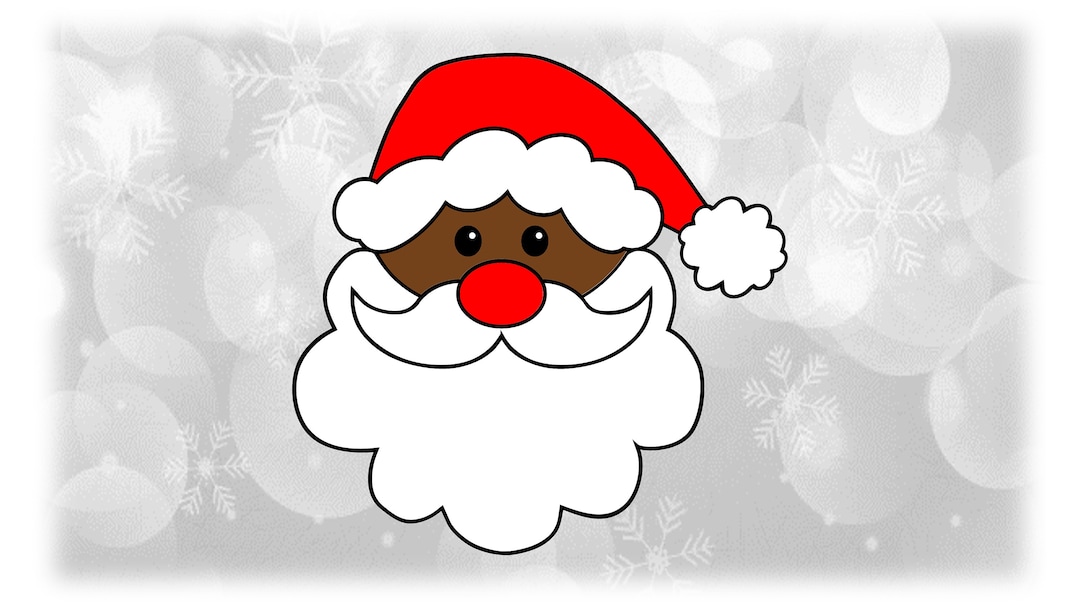 Holiday Clipart: Black Outline of Santa Claus or St. Nick Dark Face W ...