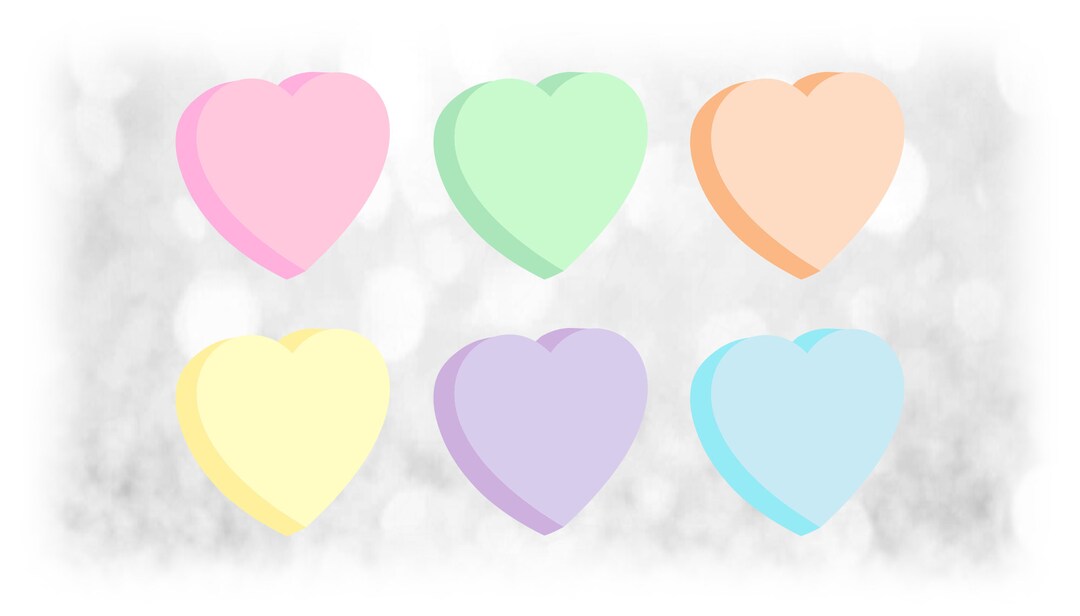 Holiday Clipart Bundle: 6 Blank Sweet Heart Candies in Pastel Colors on ...