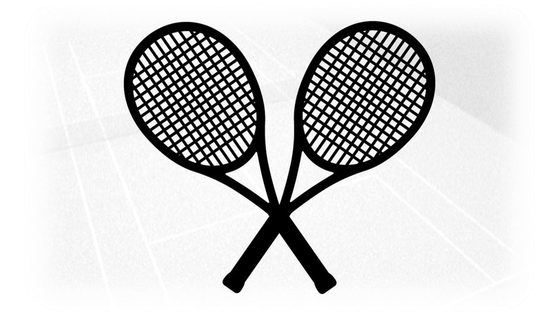 Sports Clipart: Double Crossed Black Tennis Rackets With - Etsy