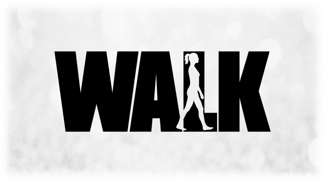 Sports Clipart: Black Word walk With Cutout/knockout Silhouette of ...