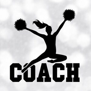 Sports Clipart: Black Cheerleader and Poms With Word Bold Varsith Word ...
