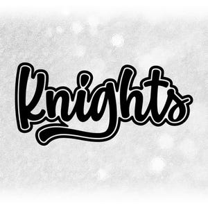 Sports Clipart: Black Bold "knights" Team Name in Fun Script Style With ...