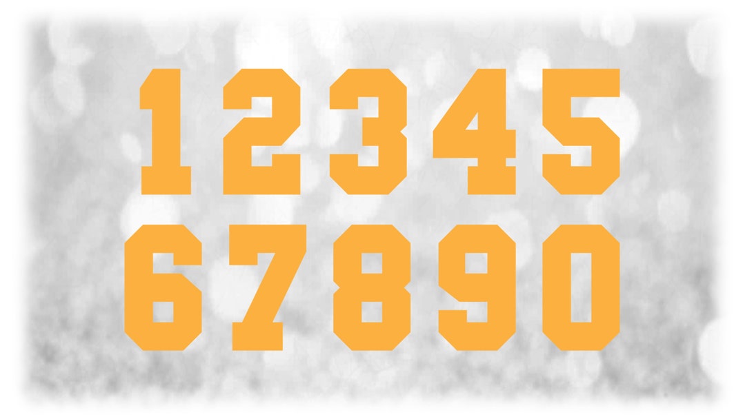 Sports: Jersey Number Templates Grouped on ONE Single Sheet - Gold Bold ...
