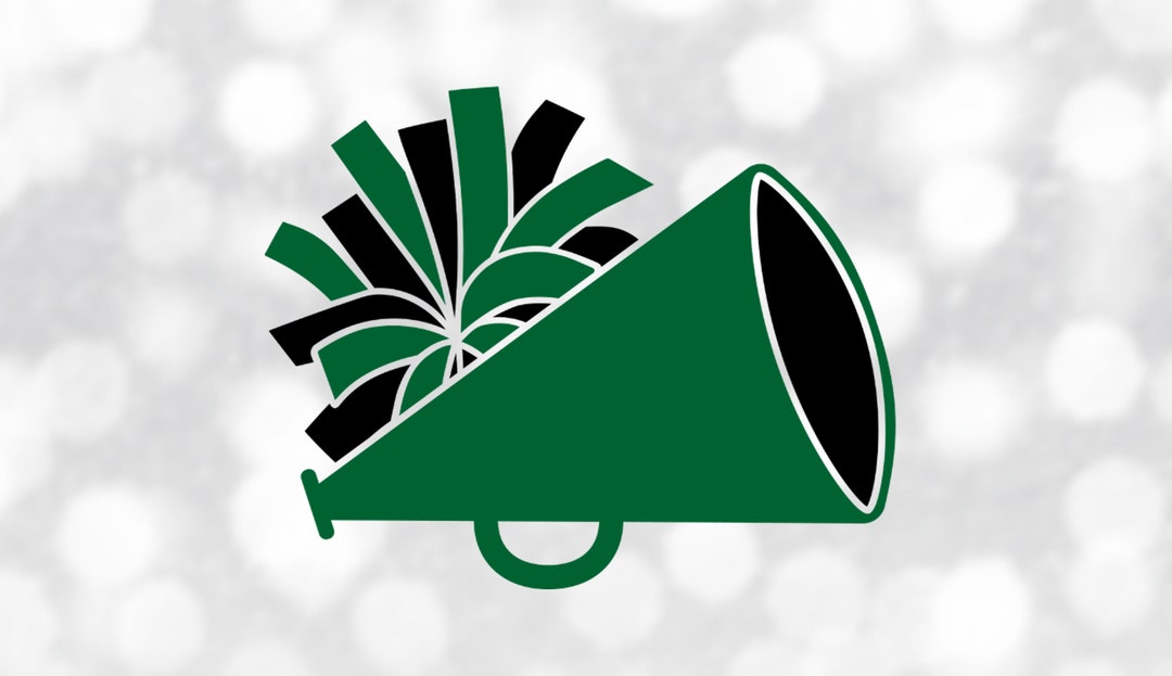 Sports Clipart: Black & Green Cheerleader Megaphone With Pom Pom for ...