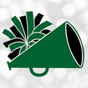 Sports Clipart: Black & Green Cheerleader Megaphone With Pom Pom for ...