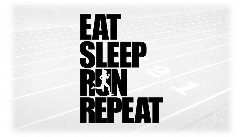 Sports Clipart: Bold Black Words "eat Sleep Run Repeat" With Silhouette ...