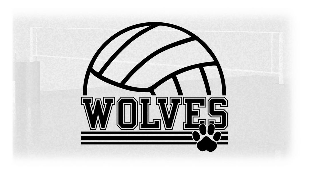 Sports Clipart: Black Half Volleyball W/ "wolves" Team Name in Varsity ...