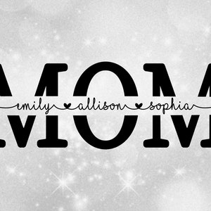 Family Clipart Moms: Split Name Frame Word mom in Formal Black Type for ...