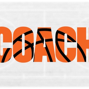 Sports Clipart: Bold Orange Word coach With Black Layer of Basketball ...