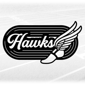 Sports Clipart: Black Track & Field Lanes With Script Word "hawks" and ...
