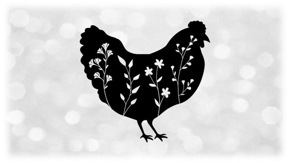 Animal Clipart: Simple Black Fram Chicken Hen Silhouette With - Etsy