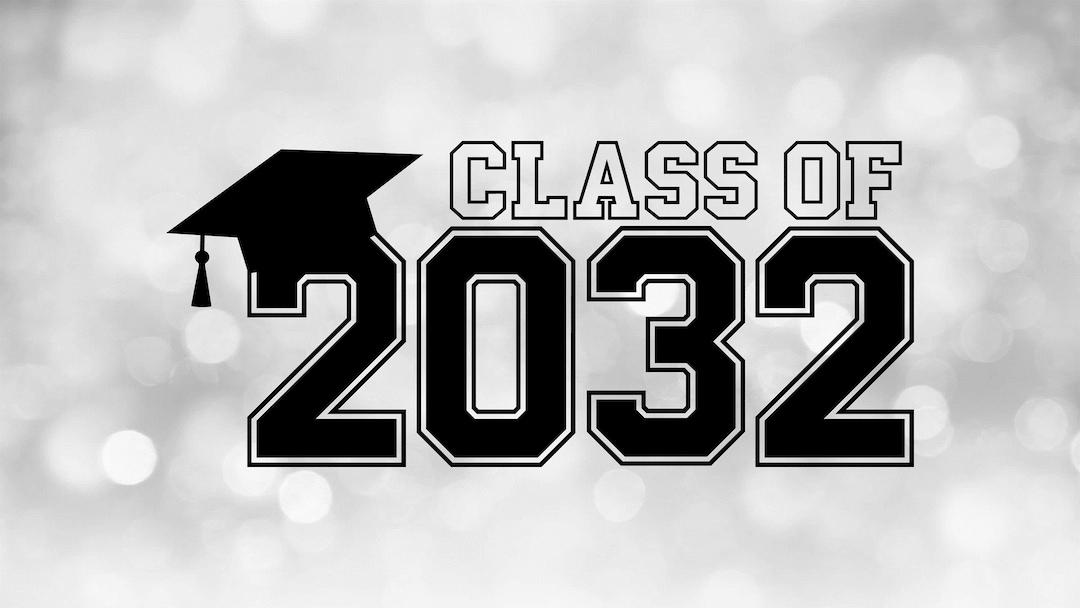 Educational Clipart: Class of 2032 in Bold Black College Style Letters ...
