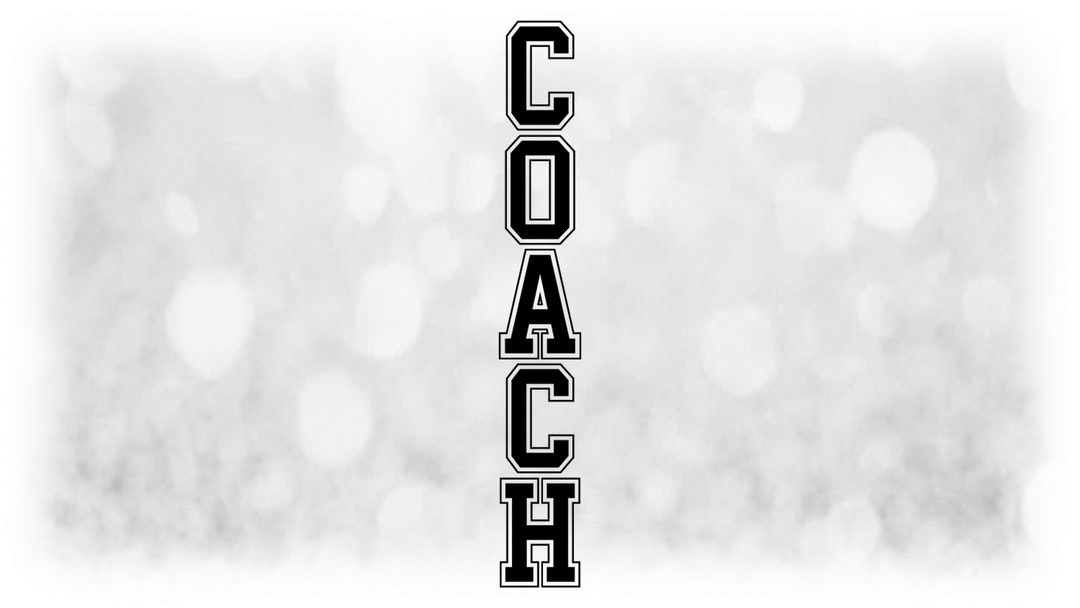 Sports Clipart: Black Vertical Word "coach" in Bold Collegiate Letters ...