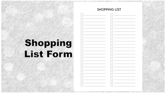 Form Shopping List Farmer's Market Shopping List Order Forms By