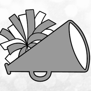 Sports Clipart: Gray & White Cheerleader Megaphone With Pom Pom on ...