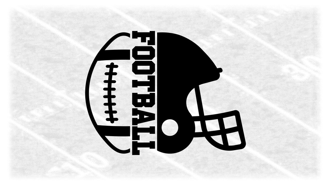 Sports Clipart: Black Half Football and Helmet Split Name Frame With ...
