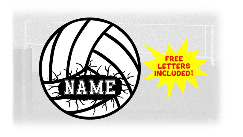 Sports Clipart: Black and White Volleyball W/cracked Open Name - Etsy
