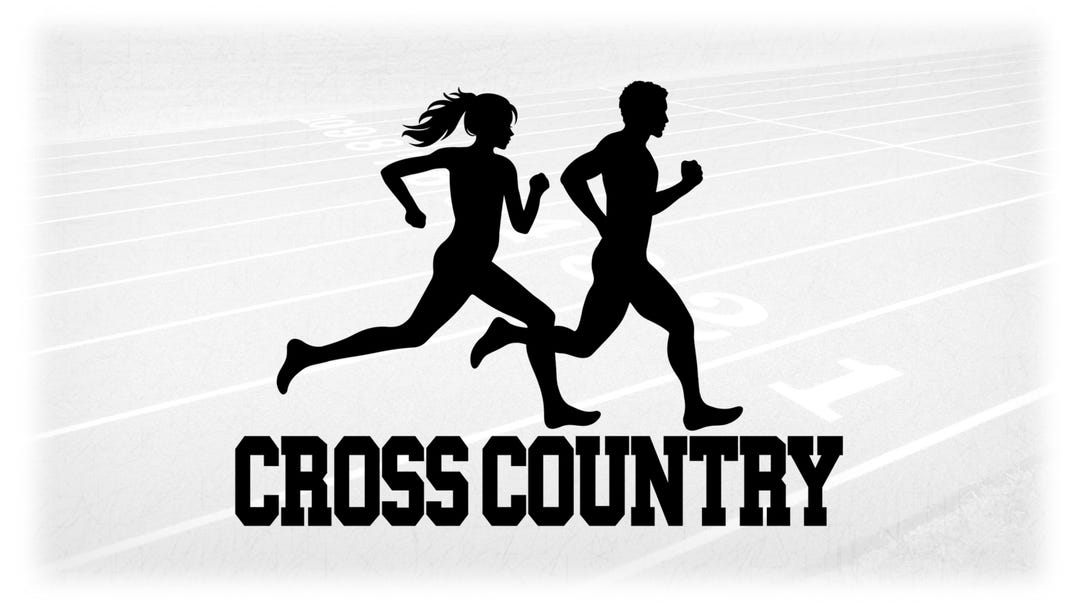 Sports Clipart: Words "cross Country" With Silhouette of Male and ...