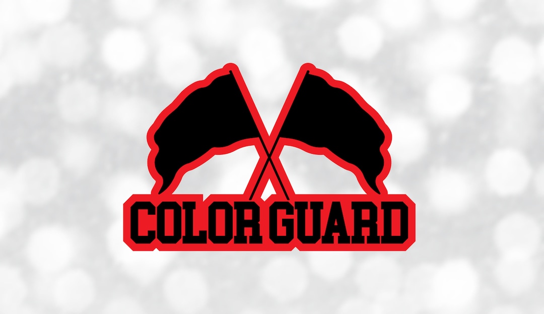 Sports Clipart: Black Words "color Guard" With Crossed Marching Band ...
