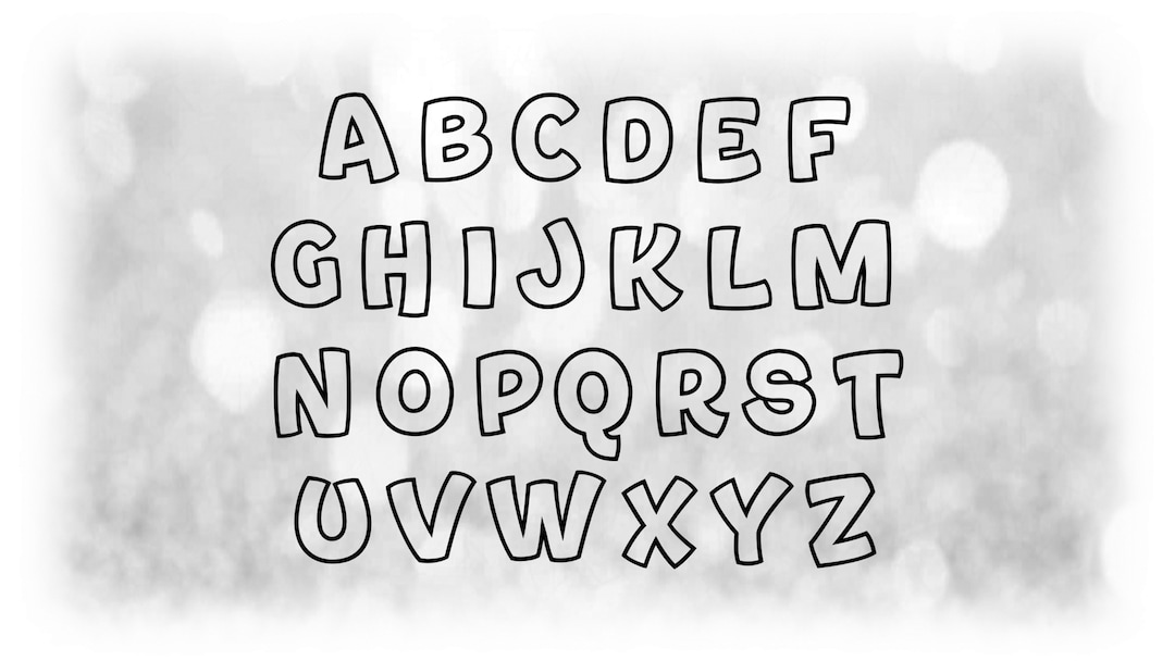 Word Clipart: Black Hollow Cartoon Alphabet Letter Templates Grouped on ...