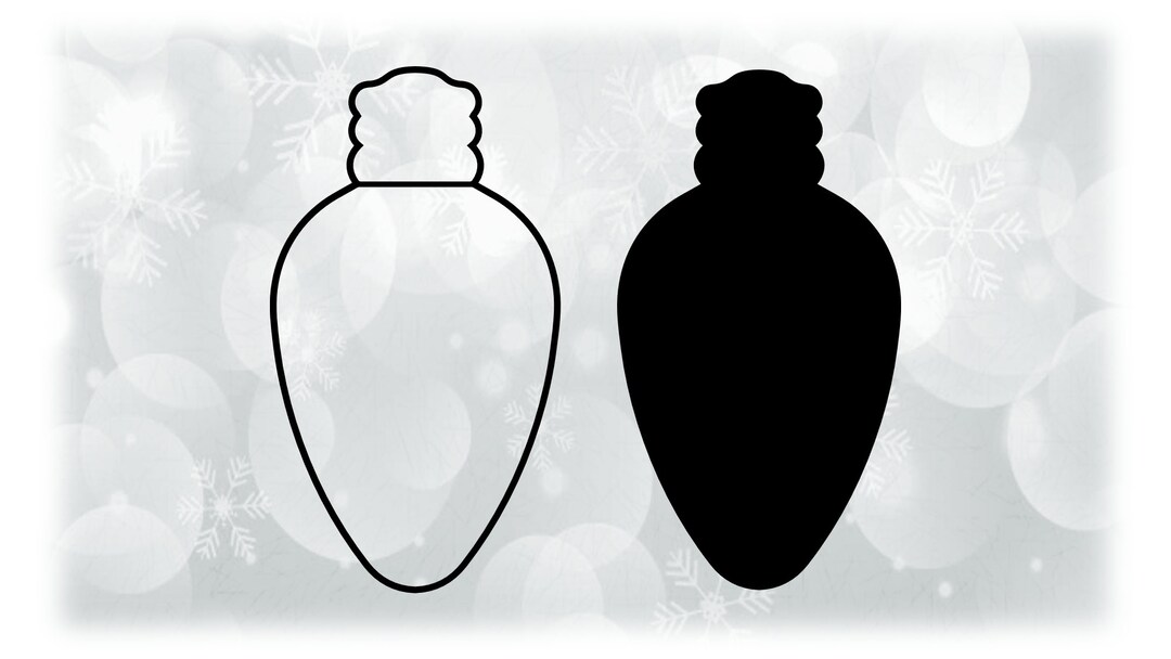 Holiday Clipart: Christmas Light Bulb Silhouette in Black Solid and ...