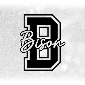 Sports Clipart: Black Script "bison" Team Name Cutout of Large Varsity ...