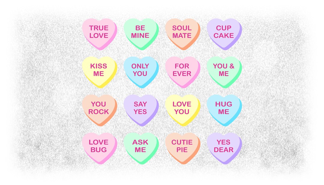 Holiday Clipart Bundle: 16 Sweetheart Candies in Pastel Colors on 1 ...