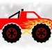 Car/automotive Clipart: Red Monster Truck With Yellow/gold Fire Flames ...