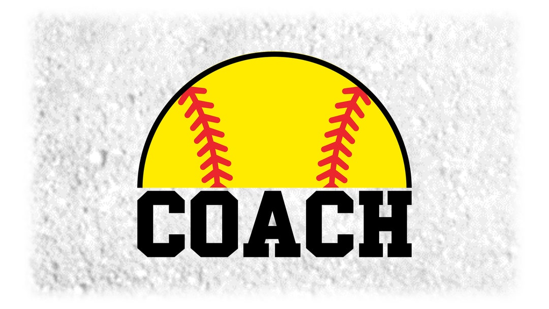 Sports Clipart: Word "coach" in College Style With Half Softball in ...