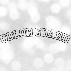 Sports Clipart: Arched Words color Guard in Collegiate Varsity Block ...