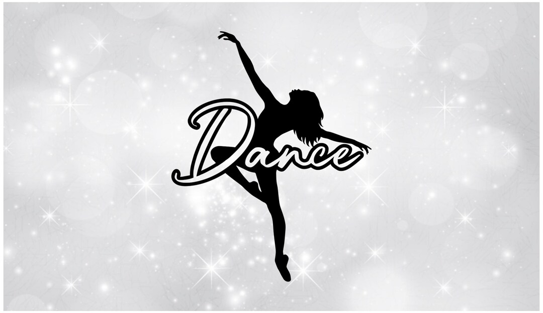 Sports Clipart: Black Word "dance" With Silhouette of Female Dancer With Long Flowing Hair ...