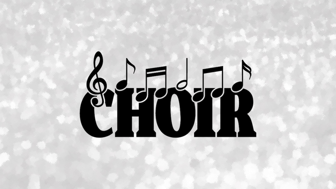 Shape Clipart: Black Word "choir" and Silhouettes With Treble Clef and ...