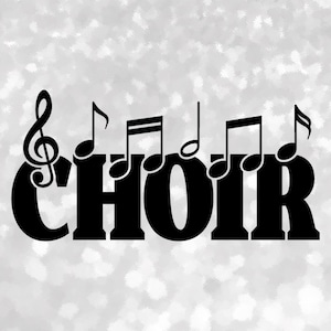 Shape Clipart: Black Word "choir" and Silhouettes With Treble Clef and ...