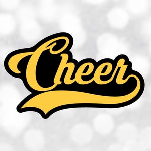 Sports Clipart: Gold Word "cheer" in Script Style With Baseball Style ...