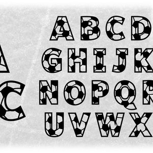 Word Clipart: Single Sheet Library of Black Soccer Ball Alphabet ...