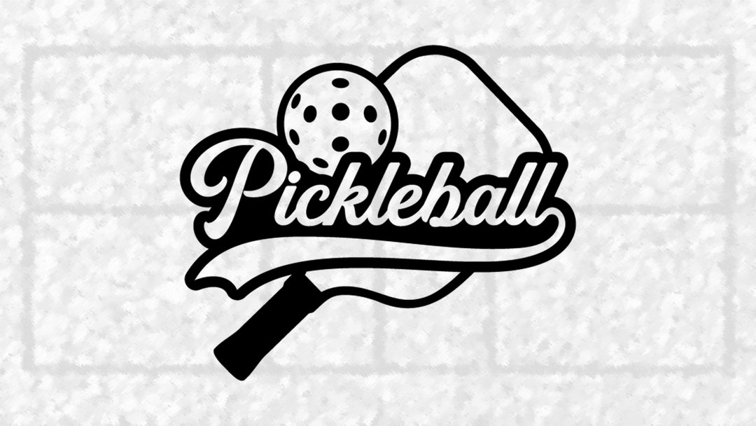 Sports Clipart: Script Word Pickleball With Swoosh, Paddle or Racket ...