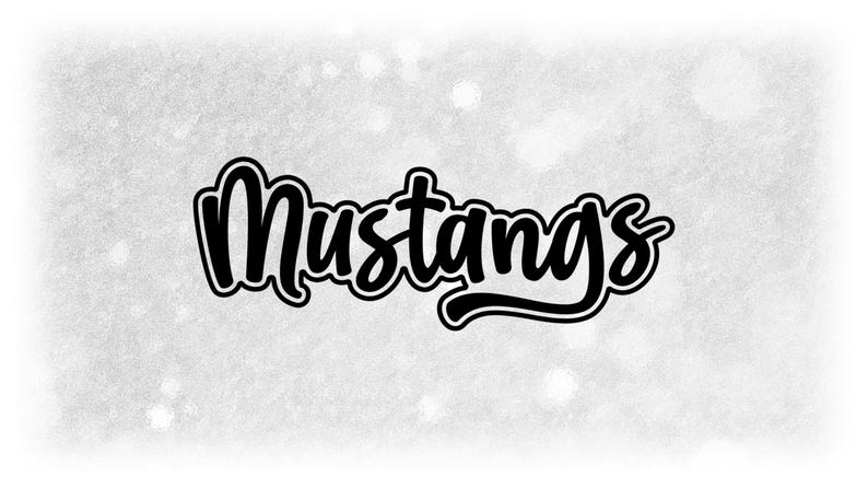 Sports Clipart: Black Bold "mustangs" Team Mascot Name in Fun Script ...