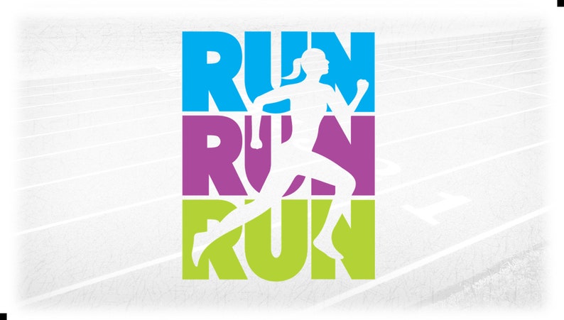 Sports Clipart: Colored Words run W/ Cutout - Etsy