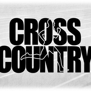 Sports Clipart: Bold Black Words cross Country With Cutout of Male ...