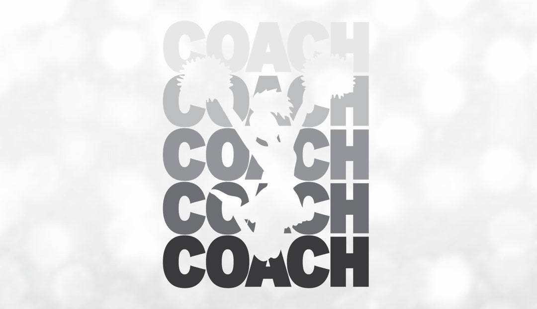 Sports Clipart: Gray Words coach With Cutout of Cheerleader Silhouette ...