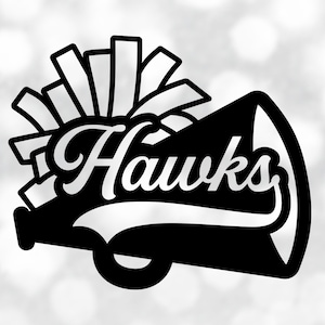 Sports Clipart: Black Cheerleader Megaphone With Pom Pom Outline With ...