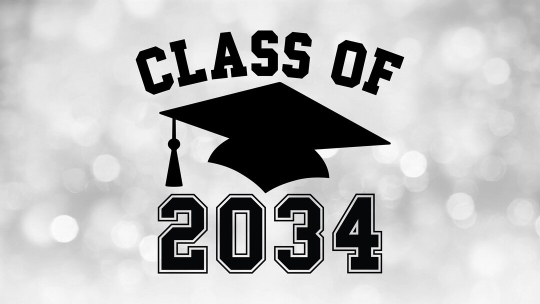 Educational Clipart: Black Class of 2034 Arched College Style Letters ...