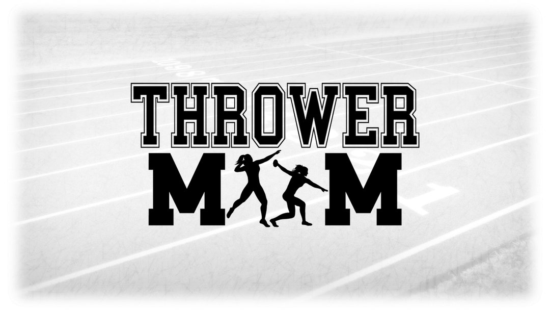 Sports Clipart: Black Track & Field Words "thrower Mom" in Varsity With ...