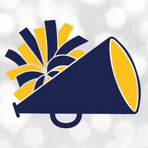 Sports Clipart: Blue and Gold Cheerleader Megaphone With Pom Pom for ...