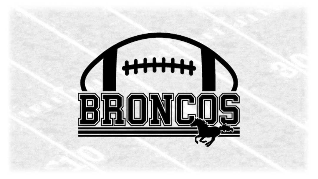 Sports Clipart: Black Half Football With Varsity Style "broncos" Mascot ...