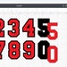 Sports: Thick Jersey Number Templates Grouped on ONE Single Sheet, Red ...