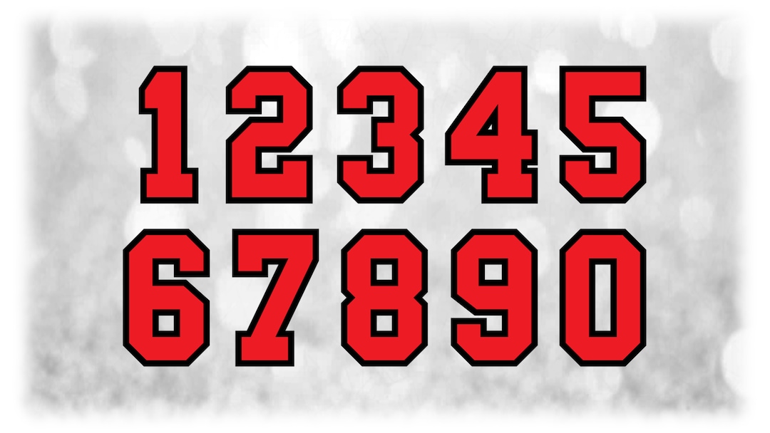 Sports: Thick Jersey Number Templates Grouped on ONE Single Sheet, Red ...