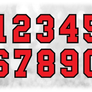 Sports: Thick Jersey Number Templates Grouped on ONE Single Sheet, Red ...