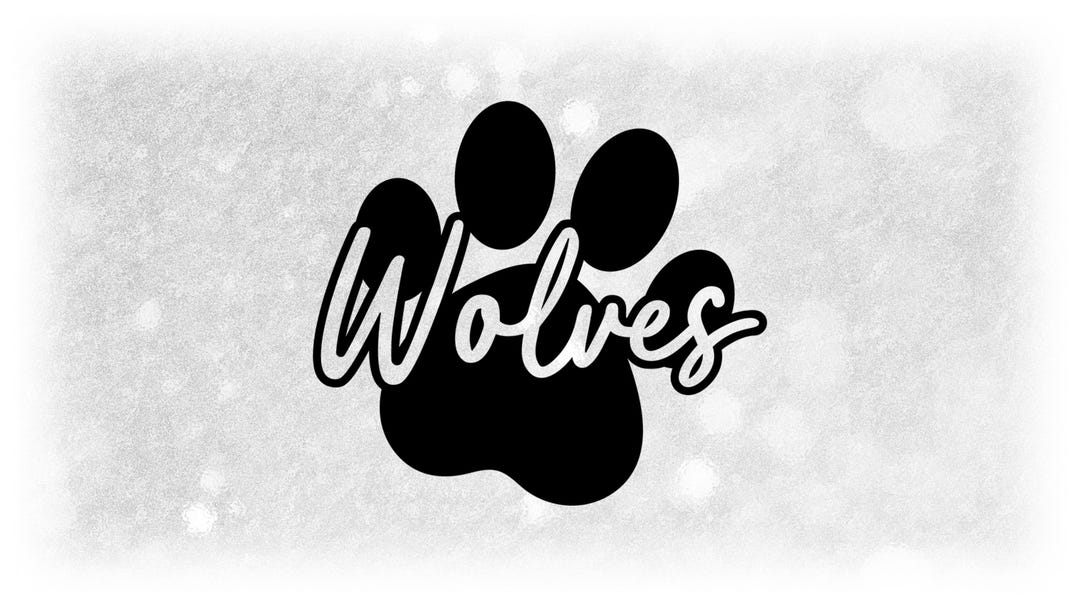 Sports Clipart: Black Script "wolves" Team Name Cutout of Silhouette of ...